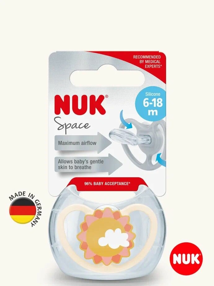 NUK Space Соска-пустышка 6-18 месяцев силиконовая ортодонтическая