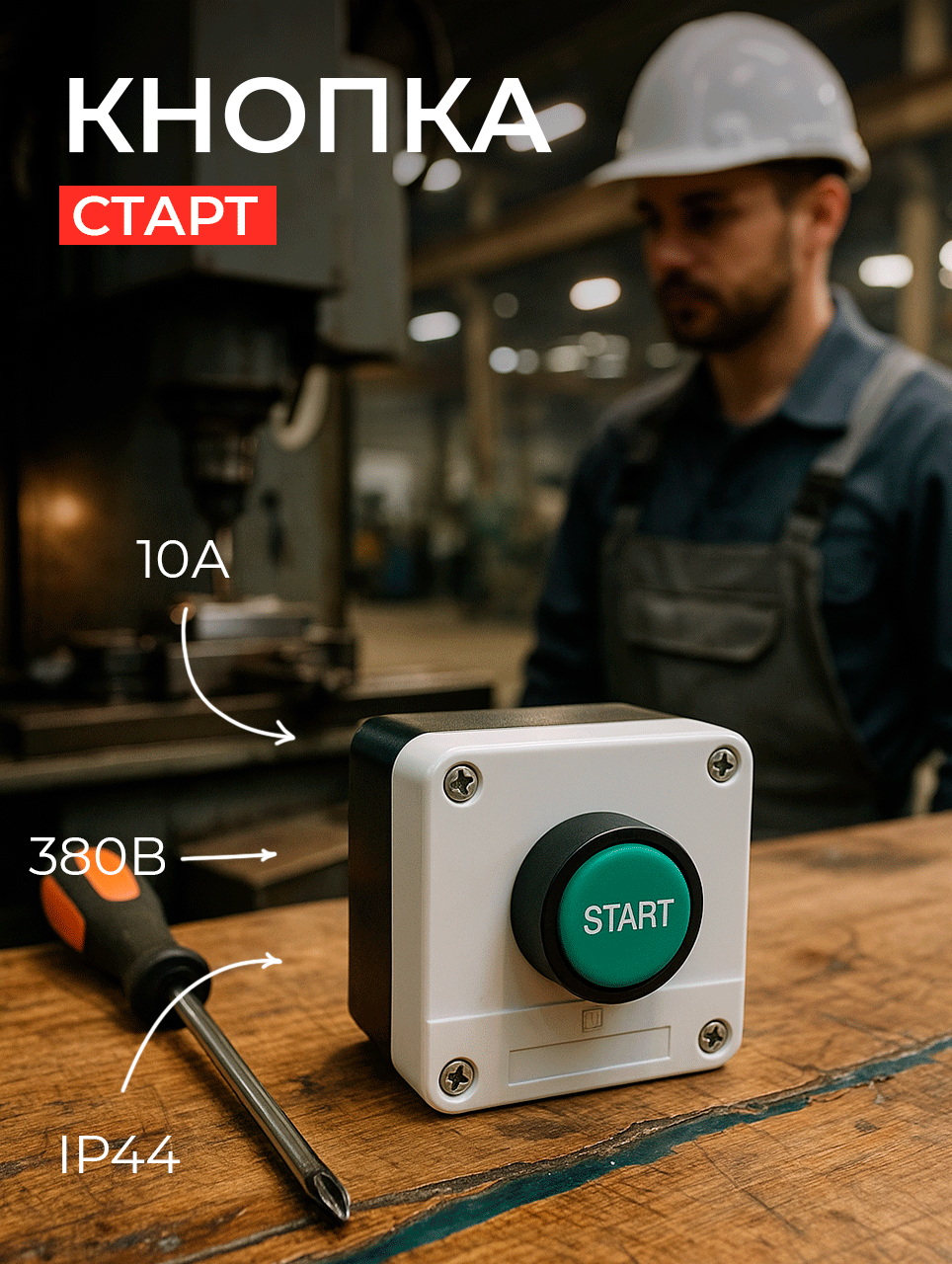 Пост кнопочный пусковая кнопка старт двигателя 380В 10А