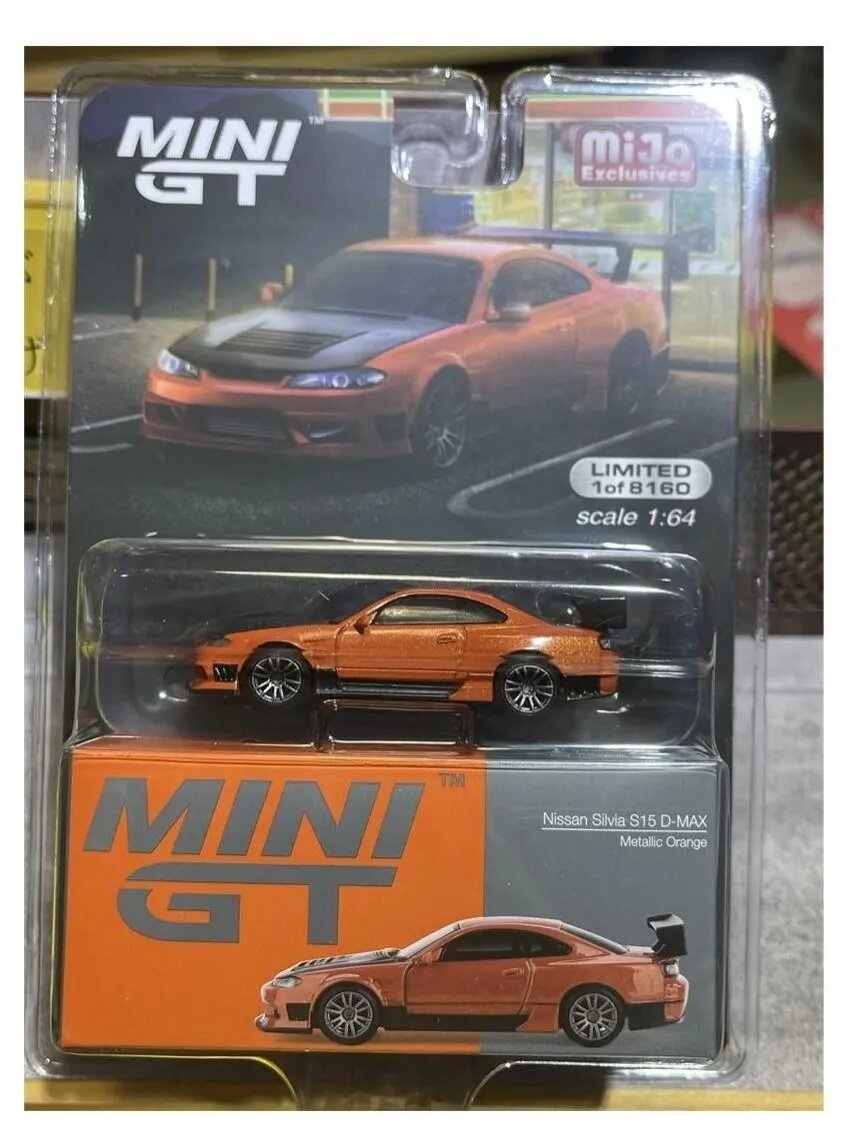 МашинкаTSM MINI GT 1/64 #581 Nissan Silvia S15 D-MAX Metallic Orange MIJO Die-cast Alloy Car Model Collection Toy Gift