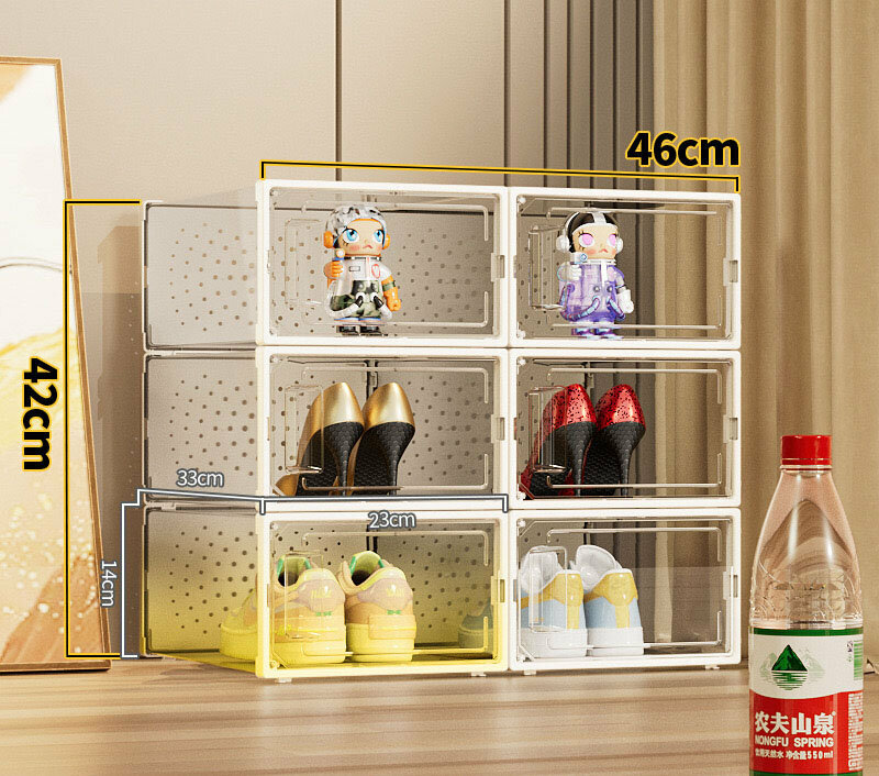 Коробка для хранения обуви Crystal Clear, белый цвет, 33x23x14 см, 6 шт