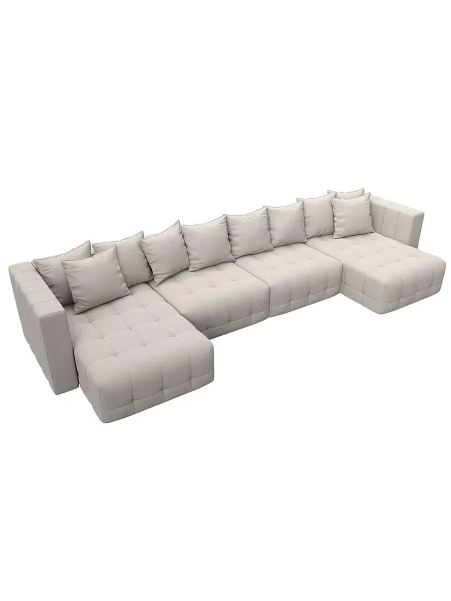 П-образный диван Европа,421x91x161 см, с ящиком для белья, замша