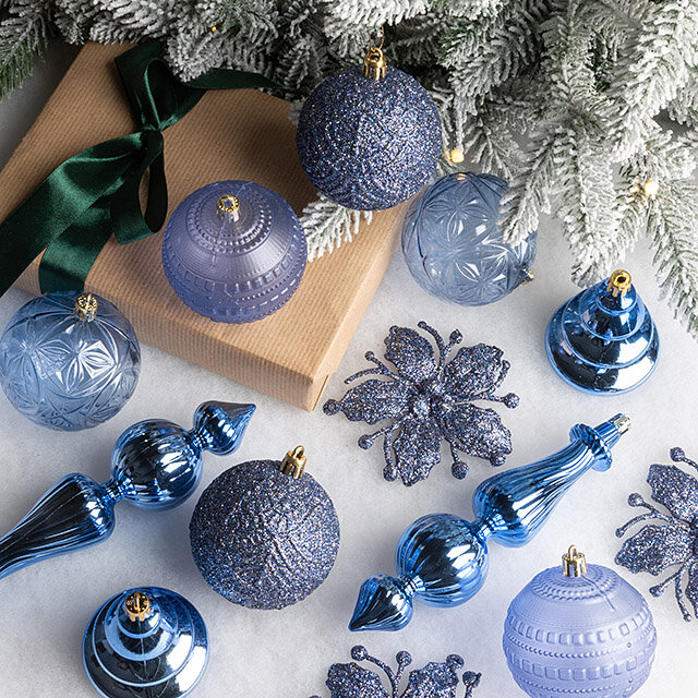 Набор елочных игрушек Легнано - Небесная Лазурь 7-17 см, 13 шт, пластик, Winter Deco, 1000554