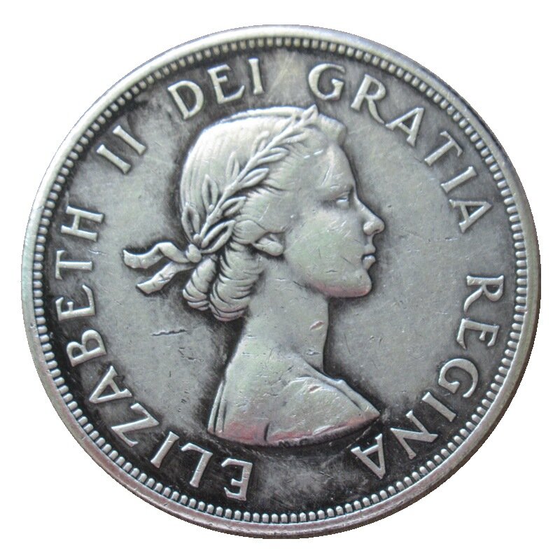 Памятная канадская монета в один доллар 1953–1963 годов, медная, 38 мм, посеребренная, дизайн в стиле королевы Елизаветы II