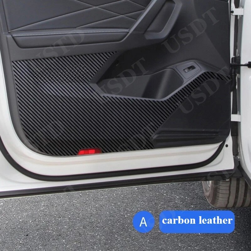 Подходит для VW Tiguan MK2 2024 2023 2022 2021 2020 2018 2017, кожаная наклейка из углеродного волокна, защитный коврик для двери
