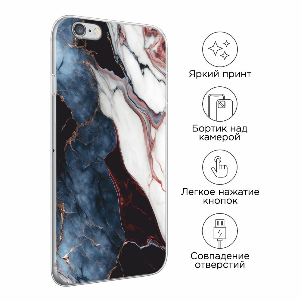 Чехол на Apple iPhone 6 / Айфон 6 с принтом "Благородный мрамор" — фото 1