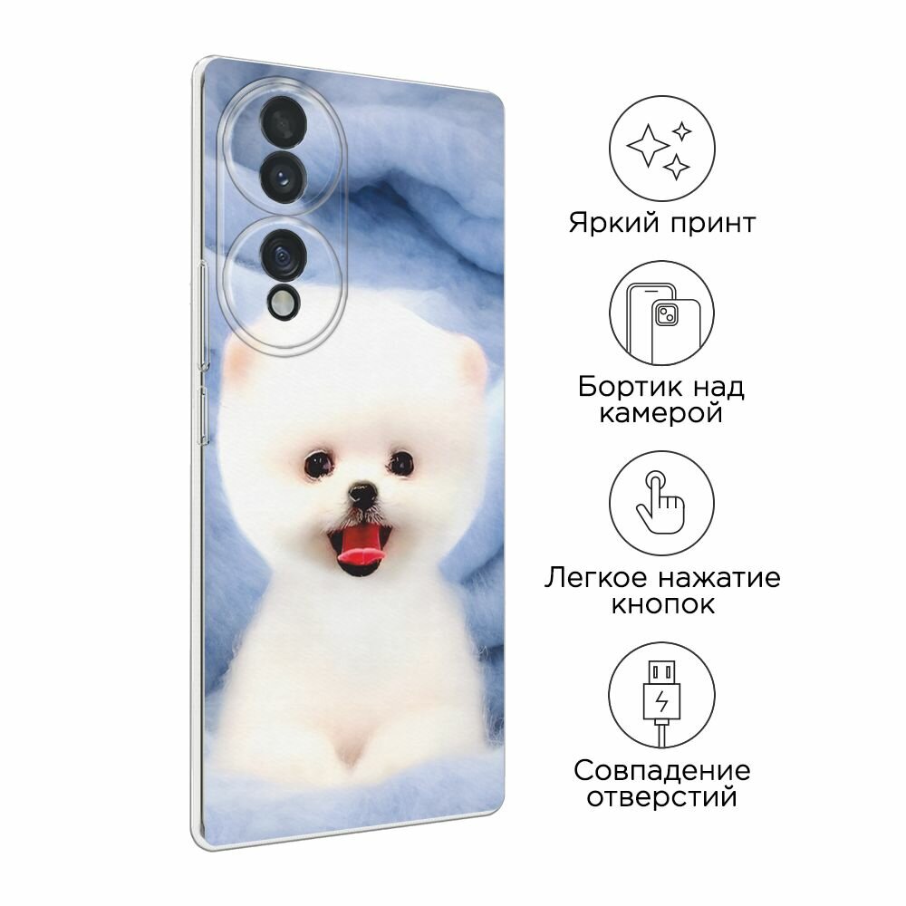 Силиконовый чехол на Honor 70 / Хонор 70 с принтом Белый пёсик — фото 1