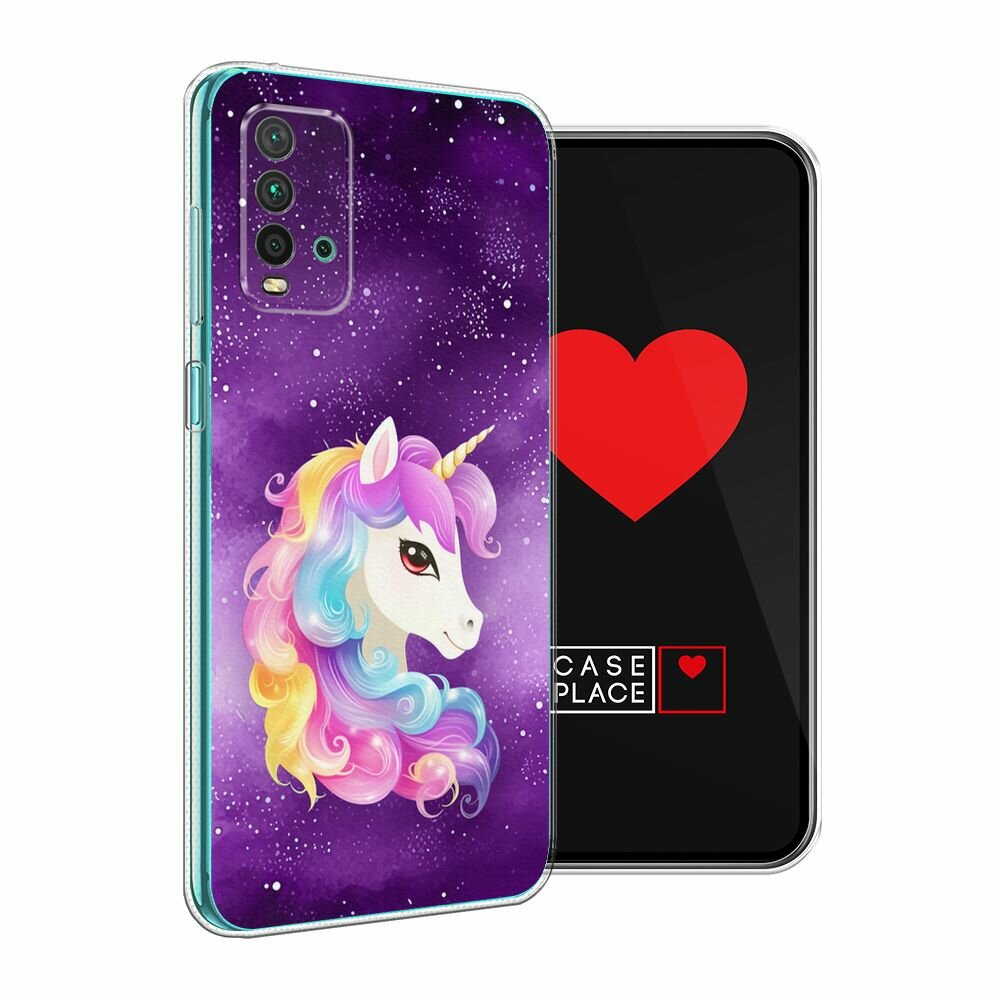 Чехол на Xiaomi Redmi 9T / Сяоми Редми 9Т с принтом "Кудрявый единорог" — фото 1