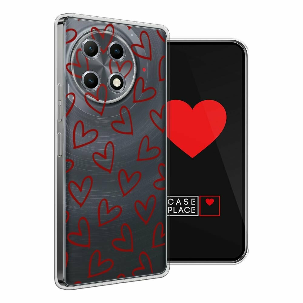 Чехол на Tecno Camon 30S / Текно Камон 30S с принтом "Little hearts doodles 2 - 14 февраля", прозрачный — фото 1