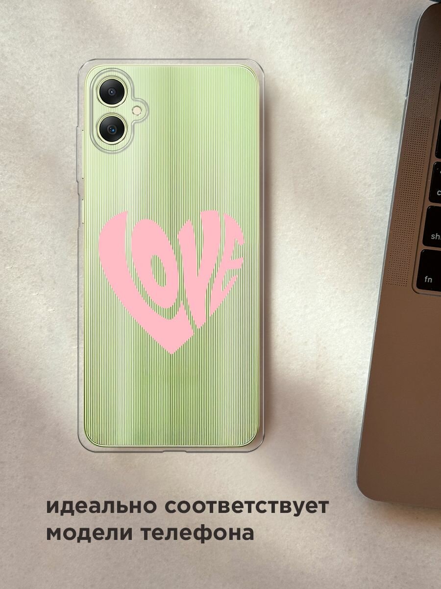 Чехол на Samsung Galaxy A06 / Самсунг Галакси А06 с принтом "Love heart 3 - 14 февраля", прозрачный — фото 1