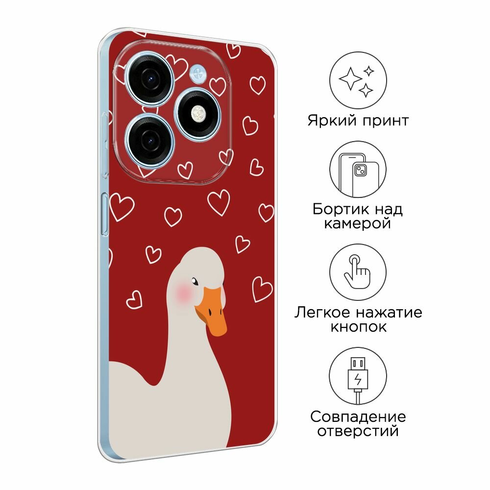 Чехол на Tecno Spark 20 / Текно Спарк 20 с принтом "Влюблённый гусь 1 - 14 февраля" — фото 1