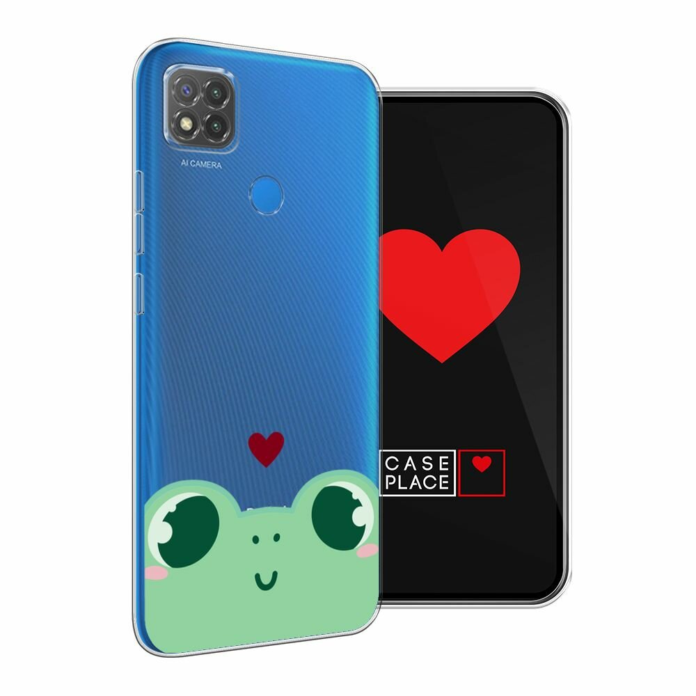 Чехол на Xiaomi Redmi 9C / Сяоми Редми 9C с принтом "Влюблённая лягушка - 14 февраля", прозрачный — фото 1