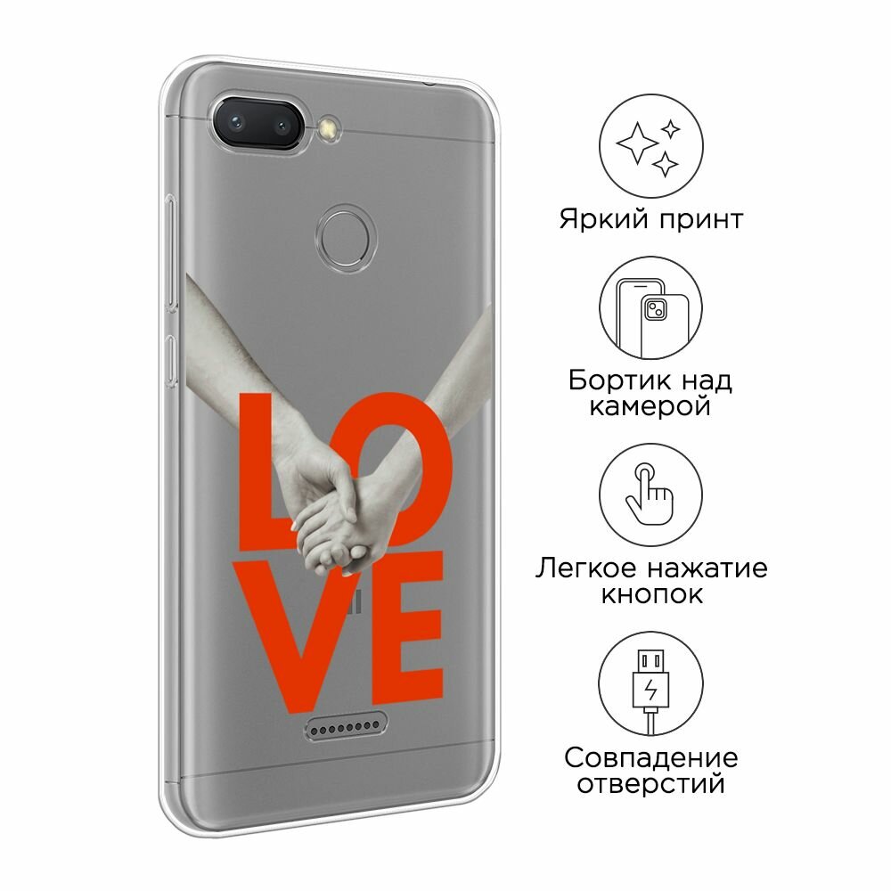 Чехол на Xiaomi Redmi 6 / Сяоми Редми 6 с принтом "Love holding hands - 14 февраля", прозрачный — фото 1