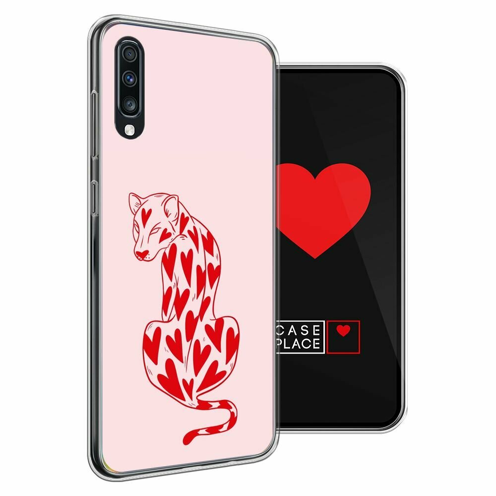 Чехол на Samsung Galaxy A70 / Самсунг Галакси А70 с принтом "Heart panther 1 - 14 февраля" — фото 1