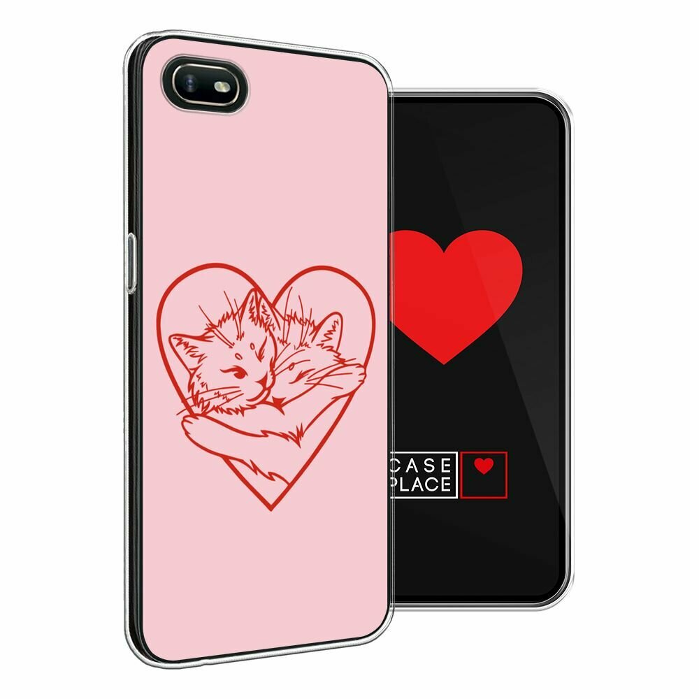 Чехол на Oppo A1k / Оппо А1к с принтом "Влюблённые котики рисунок 1 - 14 февраля" — фото 1