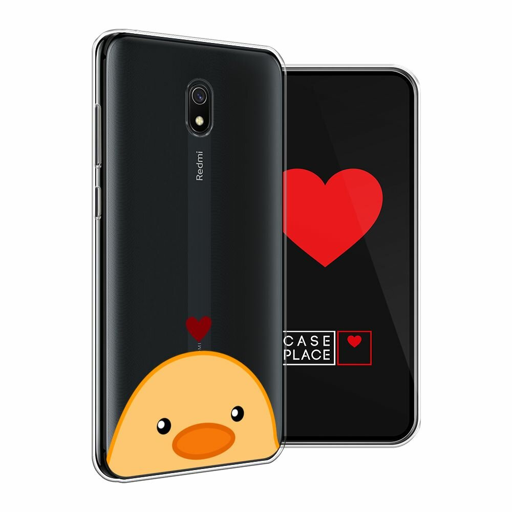 Чехол на Xiaomi Redmi 8A / Сяоми Редми 8А с принтом "Влюблённая уточка - 14 февраля", прозрачный — фото 1