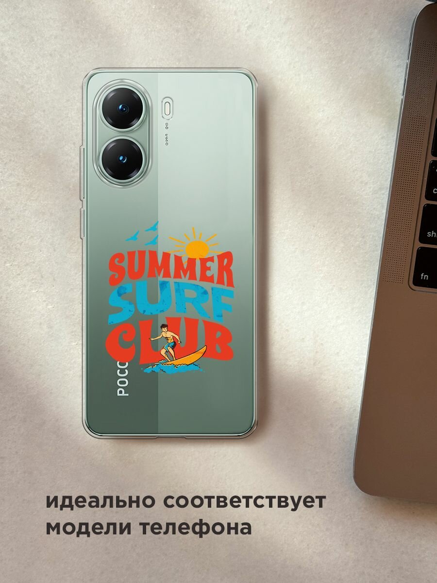 Чехол на Poco X7 Pro / Поко X7 Про с принтом "Summer surf club", прозрачный — фото 1