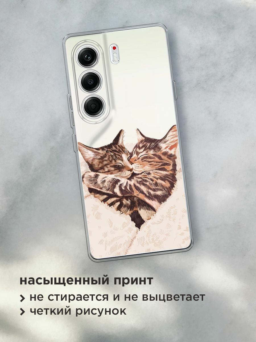 Чехол на Tecno Camon 40 Pro 5G / Текно Камон 40 Про 5G с принтом "Влюбленные котейки - 14 февраля" — фото 1