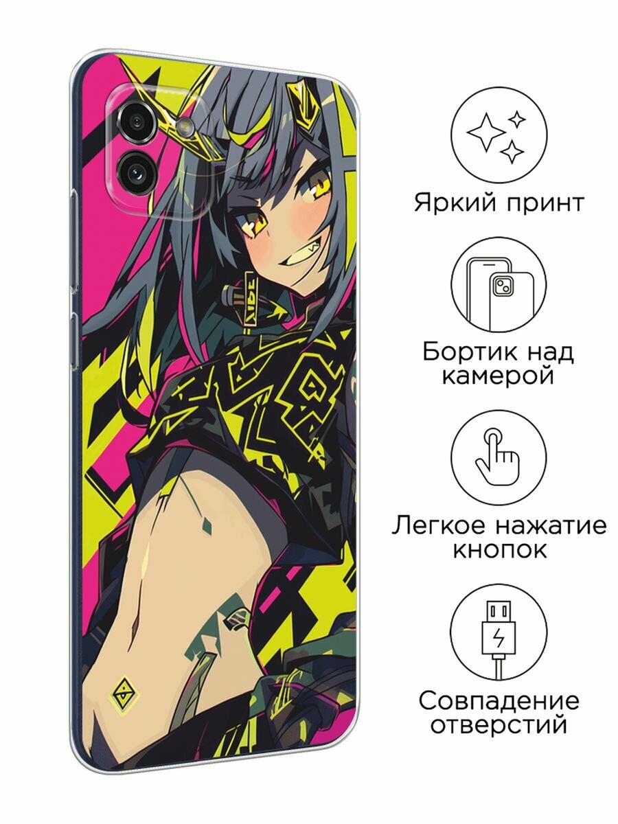 Чехол на Samsung Galaxy A03 / Самсунг Галакси А03 с принтом "Девушка в кибер костюме" — фото 1