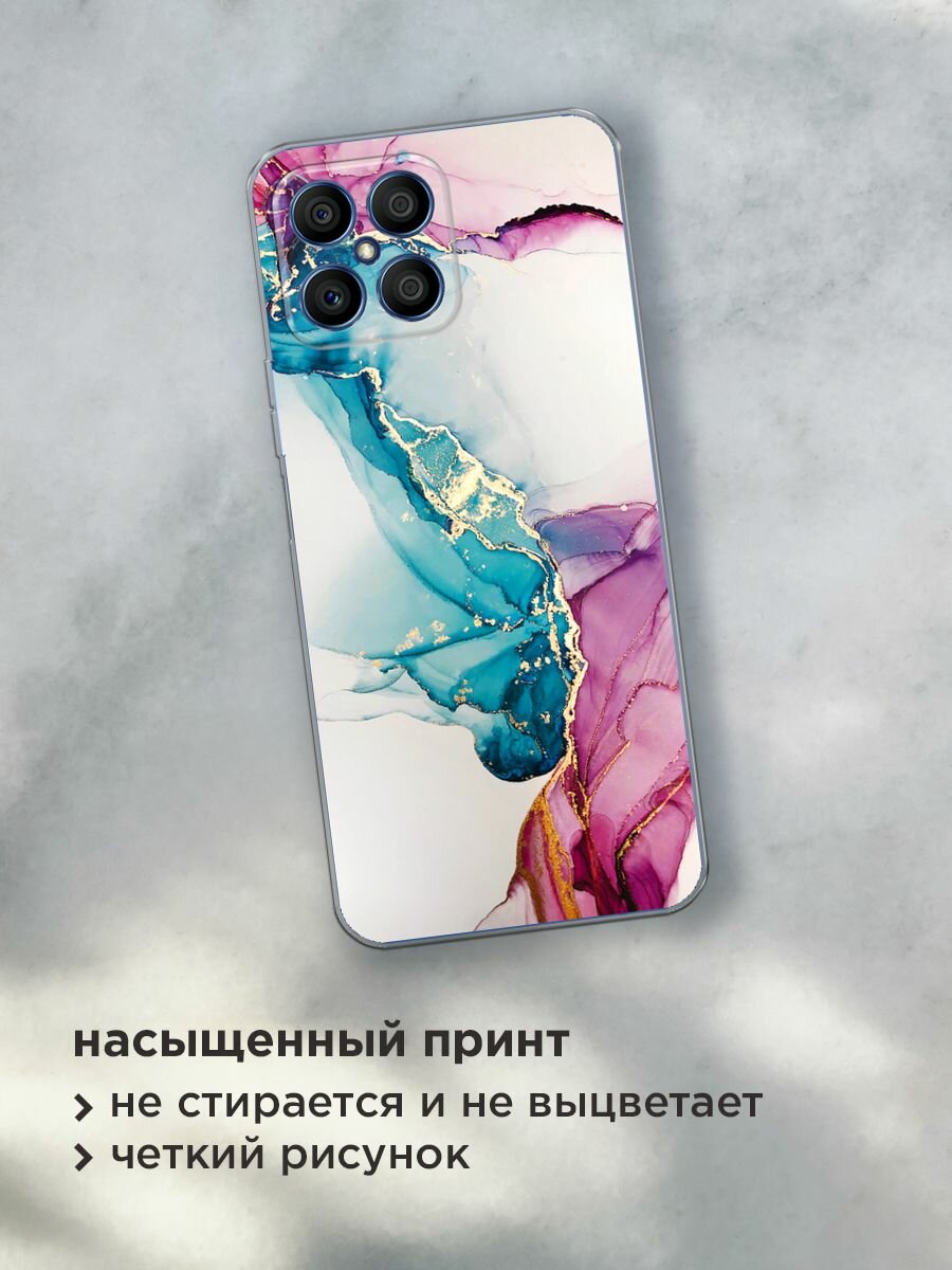 Чехол на Honor X8 / Хуавей X8 с принтом "Розовые разводы рисунок" — фото 1