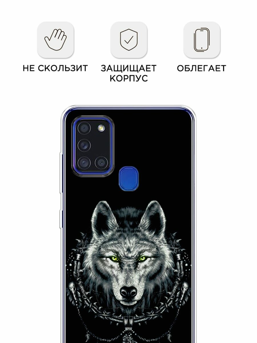 Чехол на Samsung Galaxy A21s / Самсунг Галакси A21s с принтом "Волк оберег" — фото 1