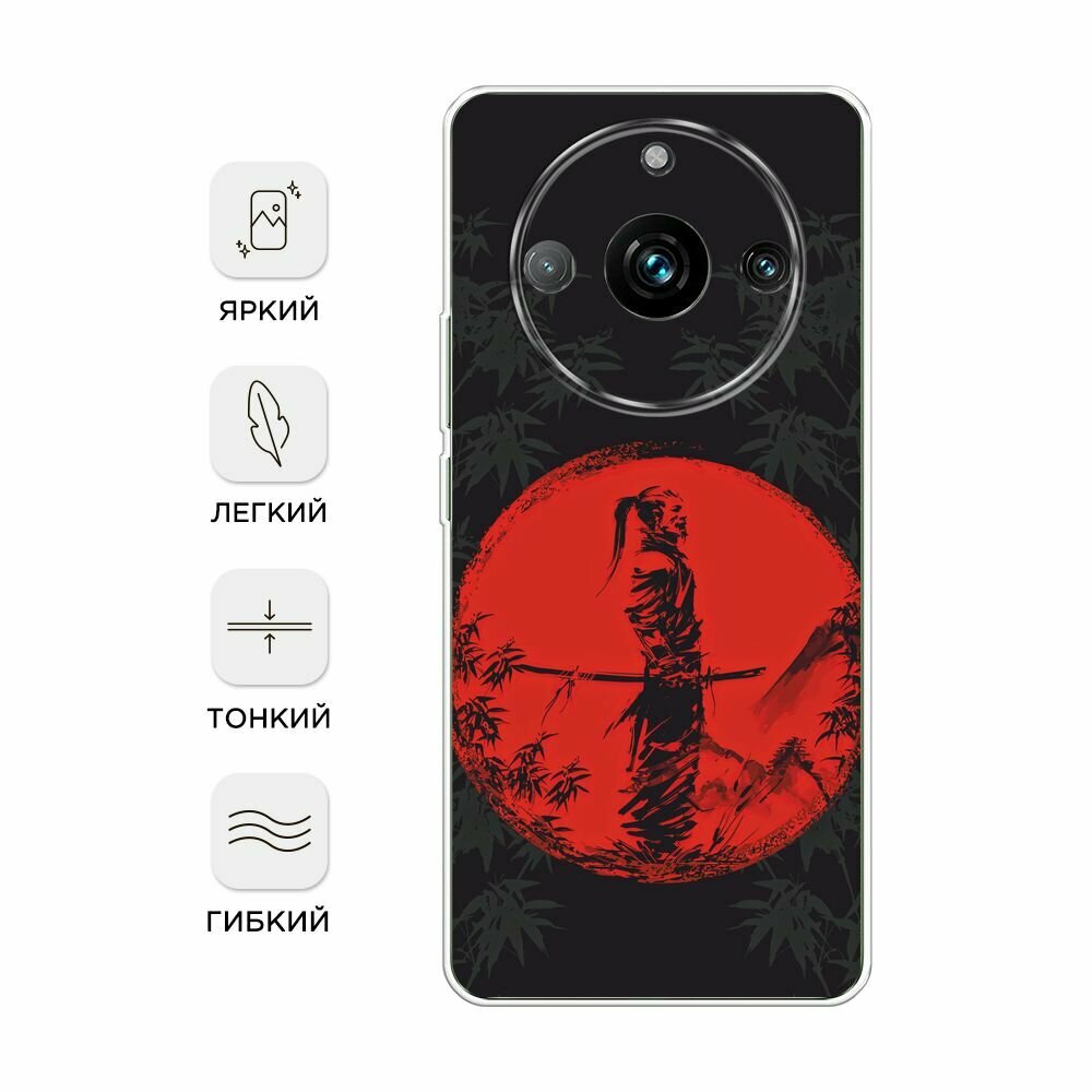 Чехол на Realme 11 Pro / Реалми 11 Про с принтом "Самурай на красном фоне" — фото 1