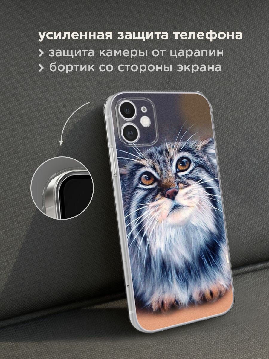 Силиконовый чехол на Apple iPhone 11 / Айфон 11 с принтом "Кот манул 2" — фото 1