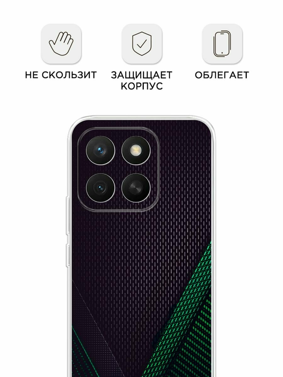 Силиконовый чехол на Honor X8c / Хонор X8c с принтом "Зеленый карбон" — фото 1