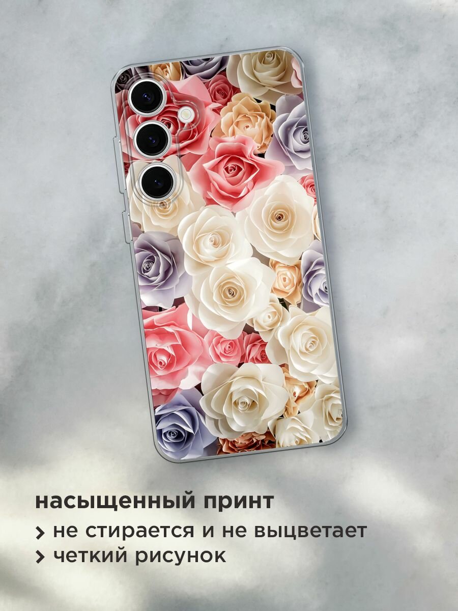 Чехол на Samsung Galaxy S25 FE / Самсунг S25 Фе с принтом "Пастельные розы" — фото 1