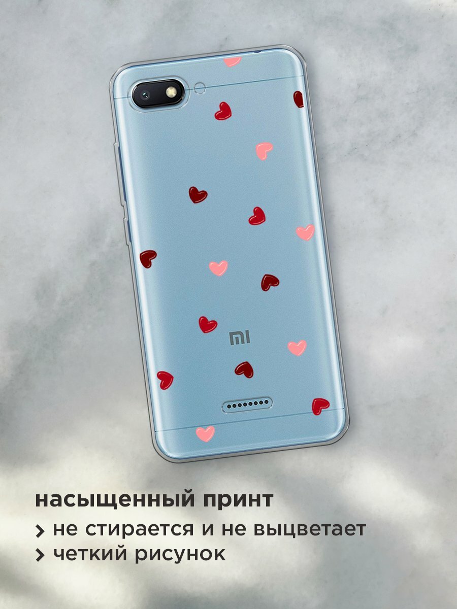 Чехол на Xiaomi Redmi 6A / Сяоми Редми 6А с принтом "Бордовые сердечки 2" — фото 1