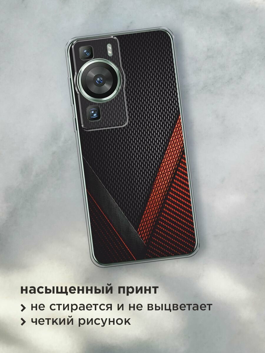 Чехол на Huawei P60/P60 Pro / Хуавей P60/P60 Про с принтом "Красный карбон" — фото 1