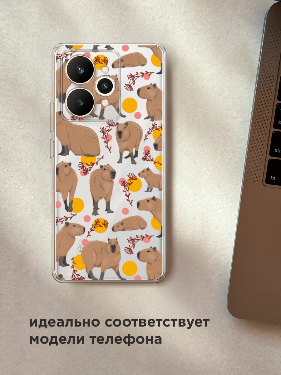 Чехол на Realme 15 / Реалми 15 с принтом "Капибара паттерн", прозрачный — фото 1