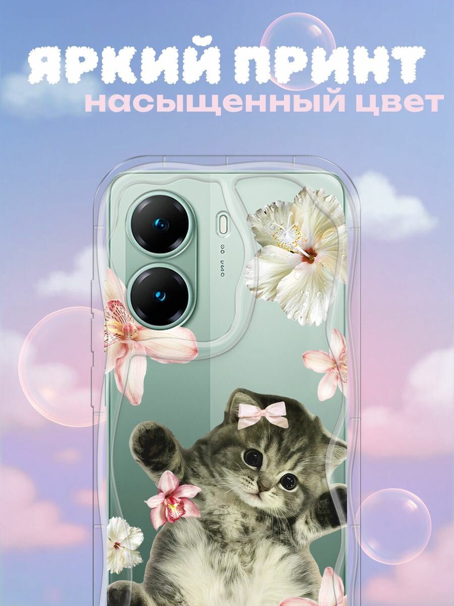 Чехол на Poco X7 Pro / Поко x7 pro с принтом "Котенок в цветах" — фото 1