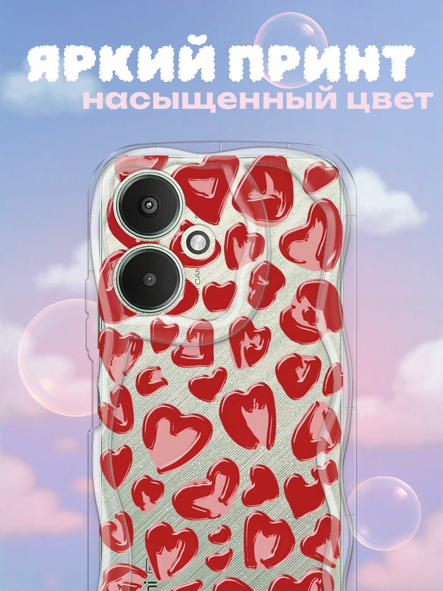 Чехол на Xiaomi Redmi 13C/Poco C65 / Редми 13C/Поко C65 с принтом Множество красных сердец — фото 1