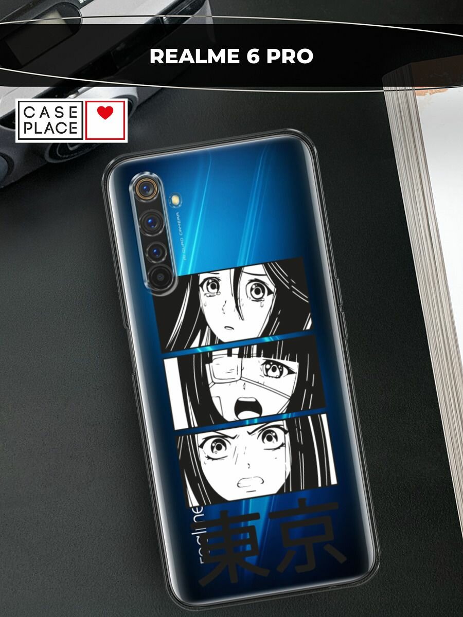 Чехол на Realme 6 Pro / Реалми 6 Про с принтом "Tokyo girls", прозрачный