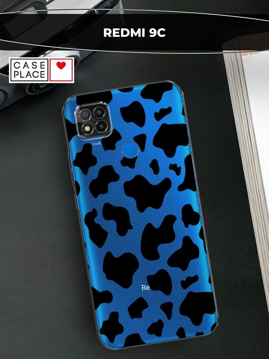 Чехол на Xiaomi Redmi 9C / Сяоми Редми 9C с принтом "Черные пятна коровы", прозрачный