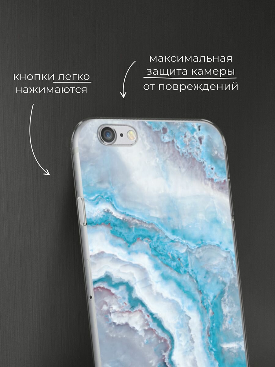 Чехол на Apple iPhone 6 / Айфон 6 с принтом "Нежно-голубой мрамор" — фото 1
