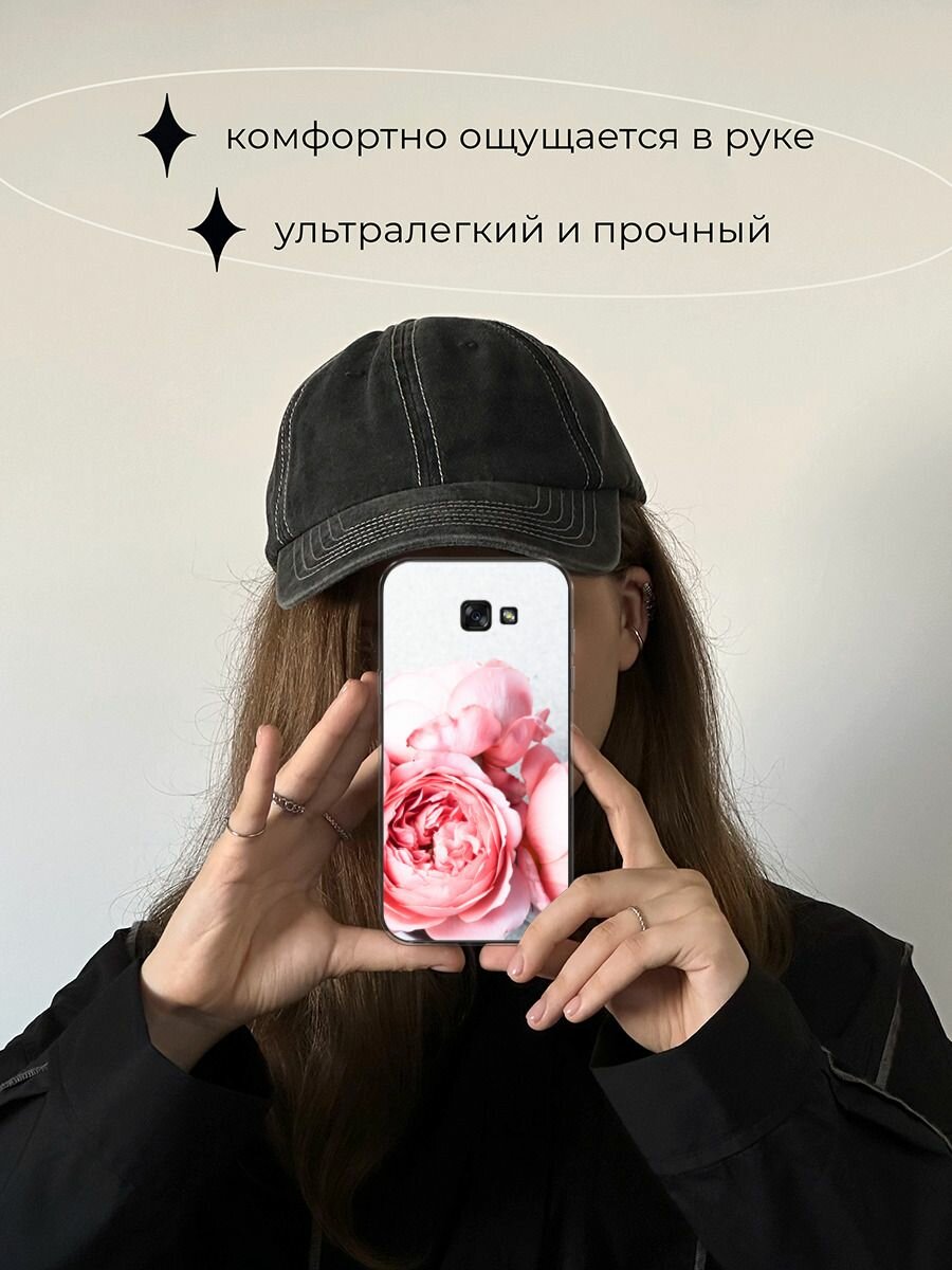 Чехол на Samsung Galaxy A7 2017 / Самсунг Галакси А7 2017 с принтом "Пионы на белом" — фото 1