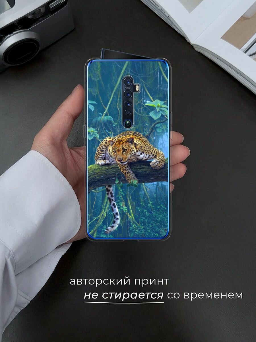 Чехол на Oppo Reno 2 / Оппо Рено 2 с принтом "Леопард охотник" — фото 1