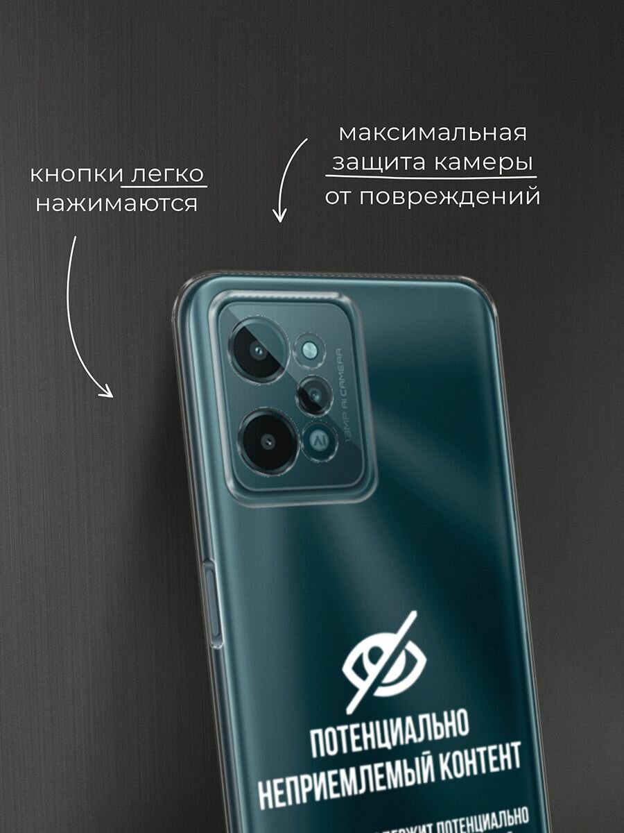 Чехол на Realme C31 / Реалми C31 с принтом "Неприемлемый контент", прозрачный — фото 1