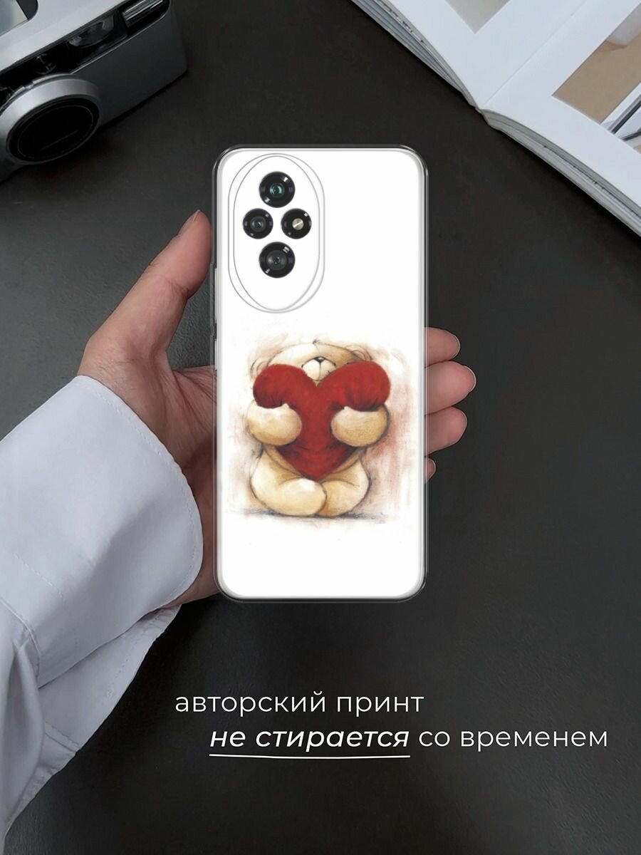 Чехол на Honor 200 / Хонор 200 с принтом "Мишка с сердцем 1" — фото 1