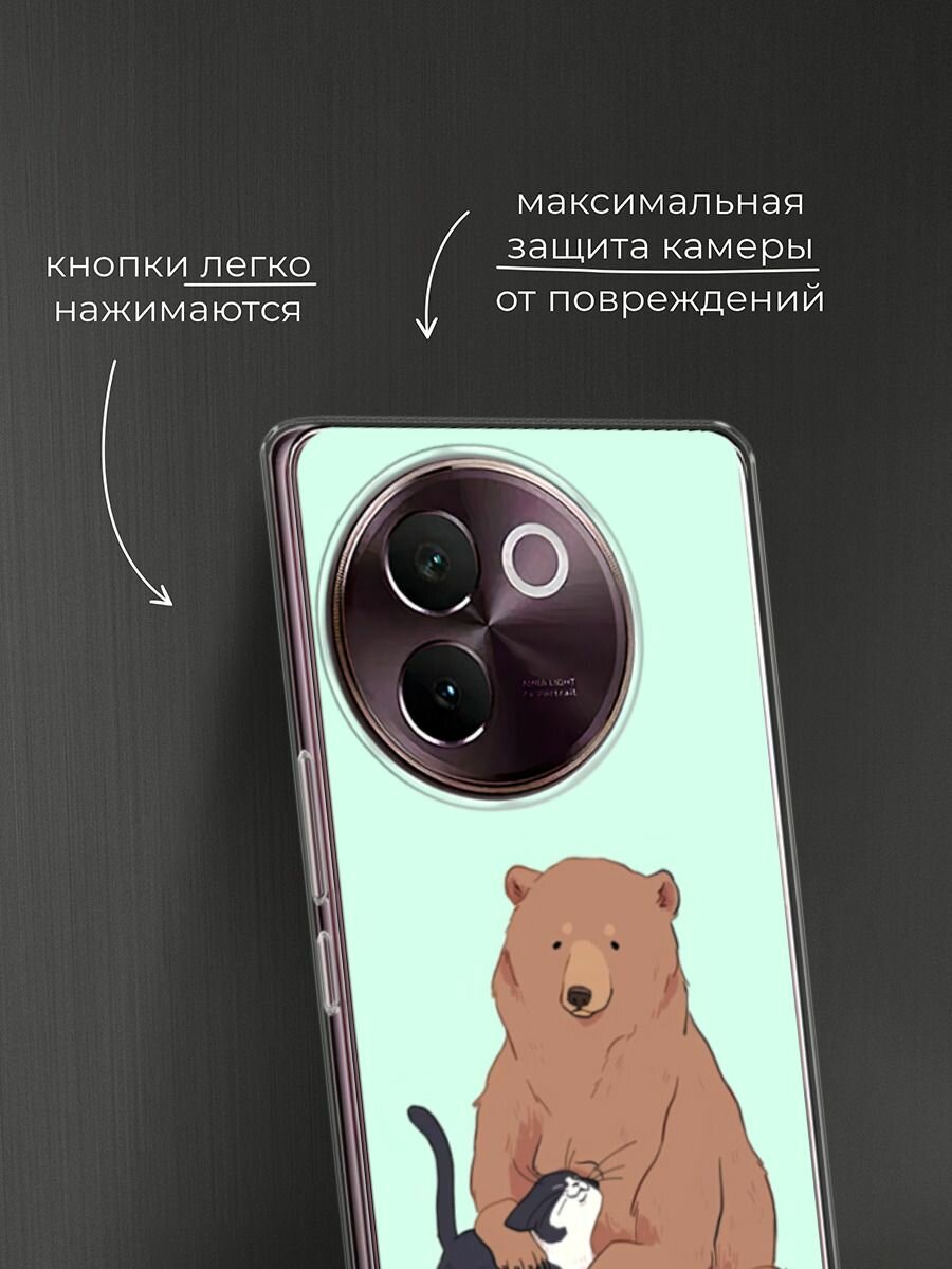 Чехол на Vivo V30e / Виво В30е с принтом "Медведь и кошка дружба" — фото 1