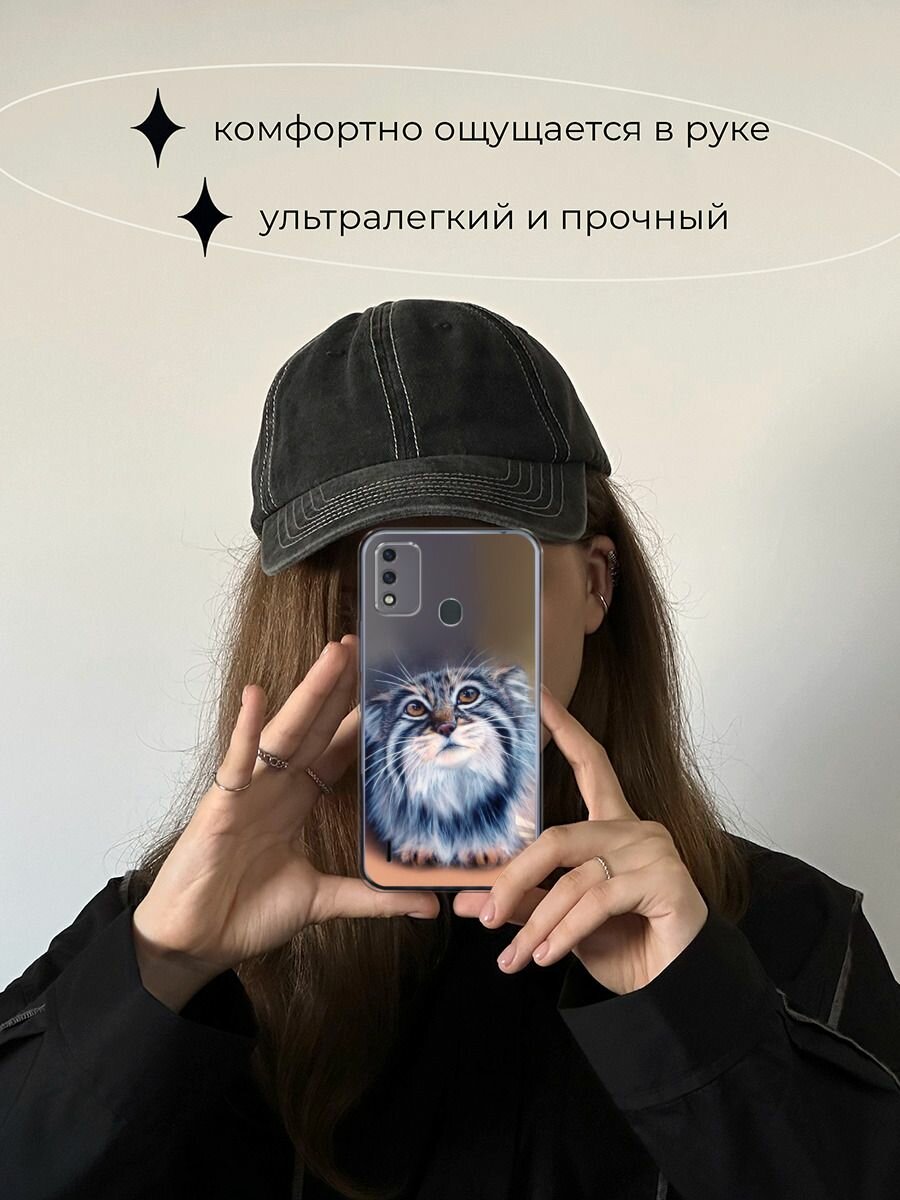 Силиконовый чехол на Itel A48 / Ител А48 с принтом "Кот манул 2" — фото 1