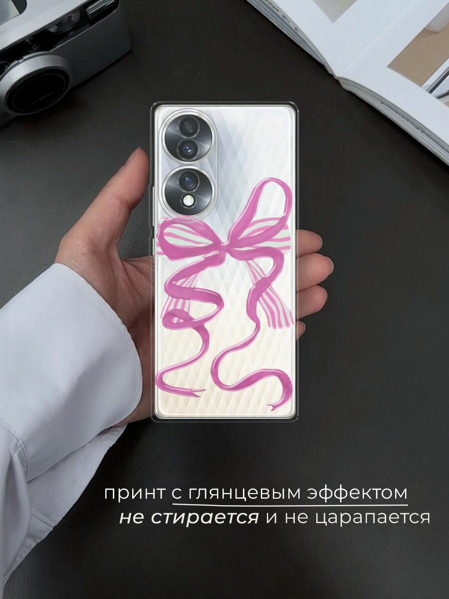 Чехол на Honor 70 / Хонор 70 с принтом "Полосатый розовый бант 2" — фото 1