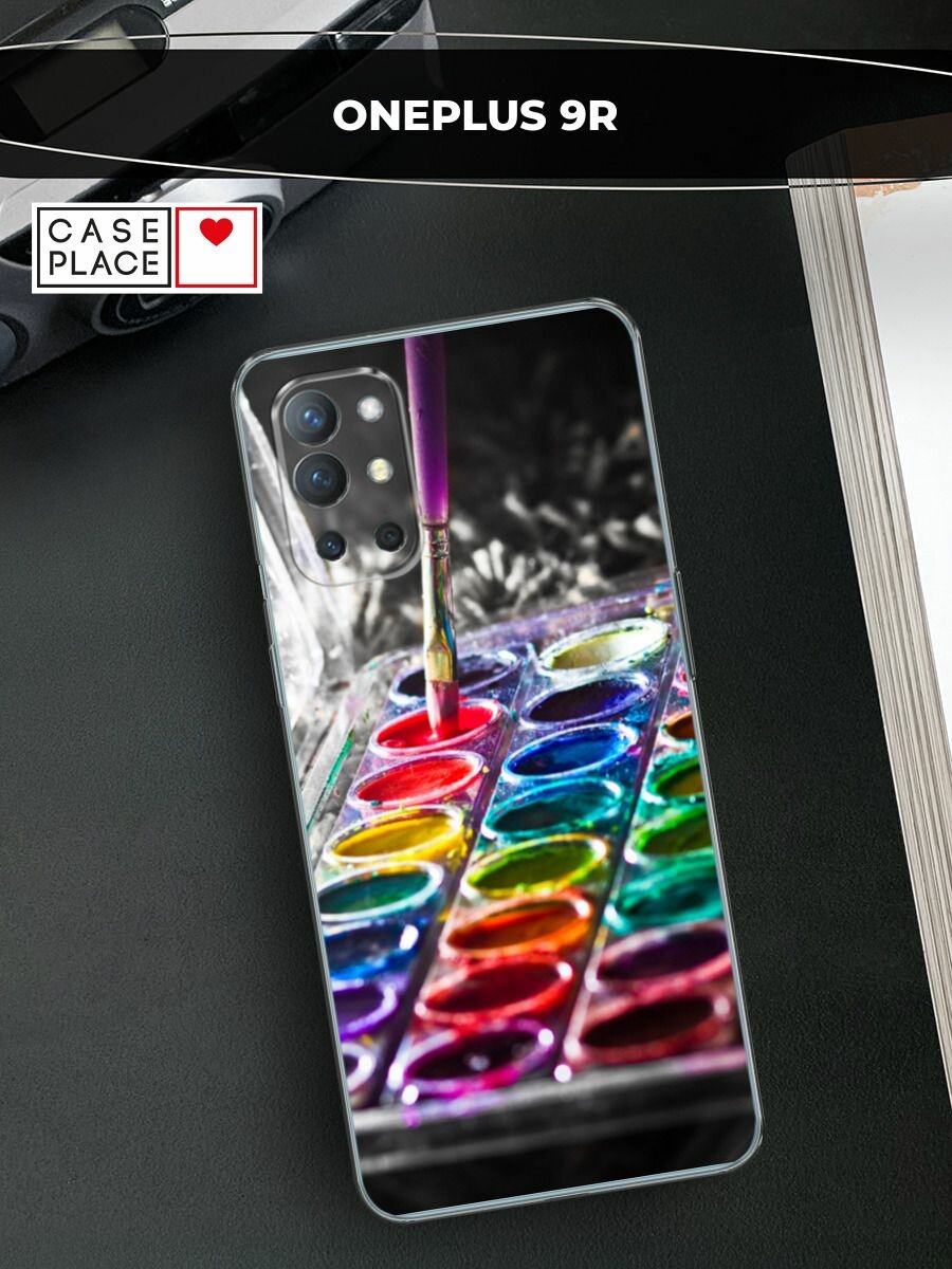 Силиконовый чехол на OnePlus 9R / ВанПлас 9R с принтом "Палитра красок"