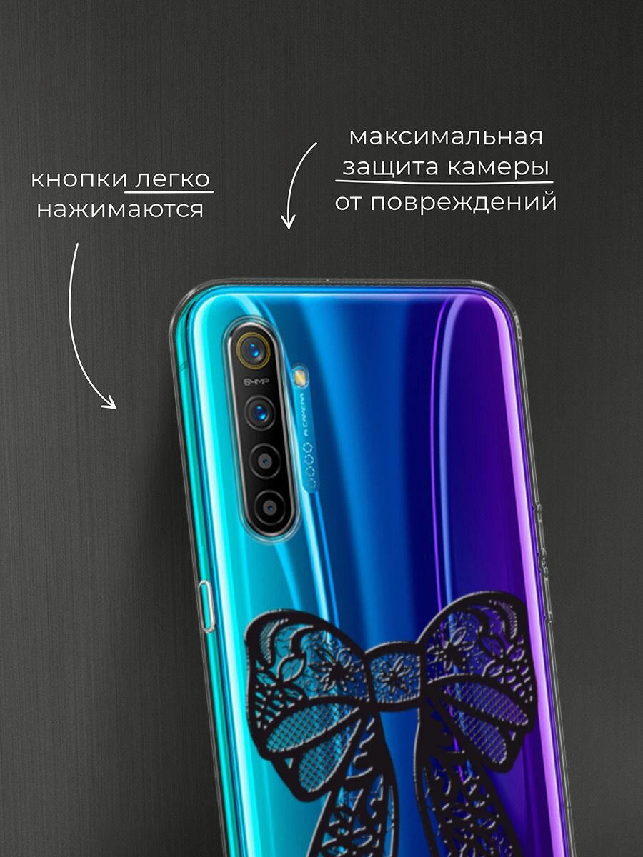 Чехол на Realme XT / Реалми XT с принтом "Черный сетчатый бант 2" — фото 1
