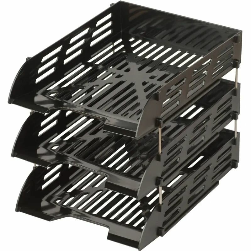 Лоток для бумаг Attache горизонтальный, на металлических стержнях, черный