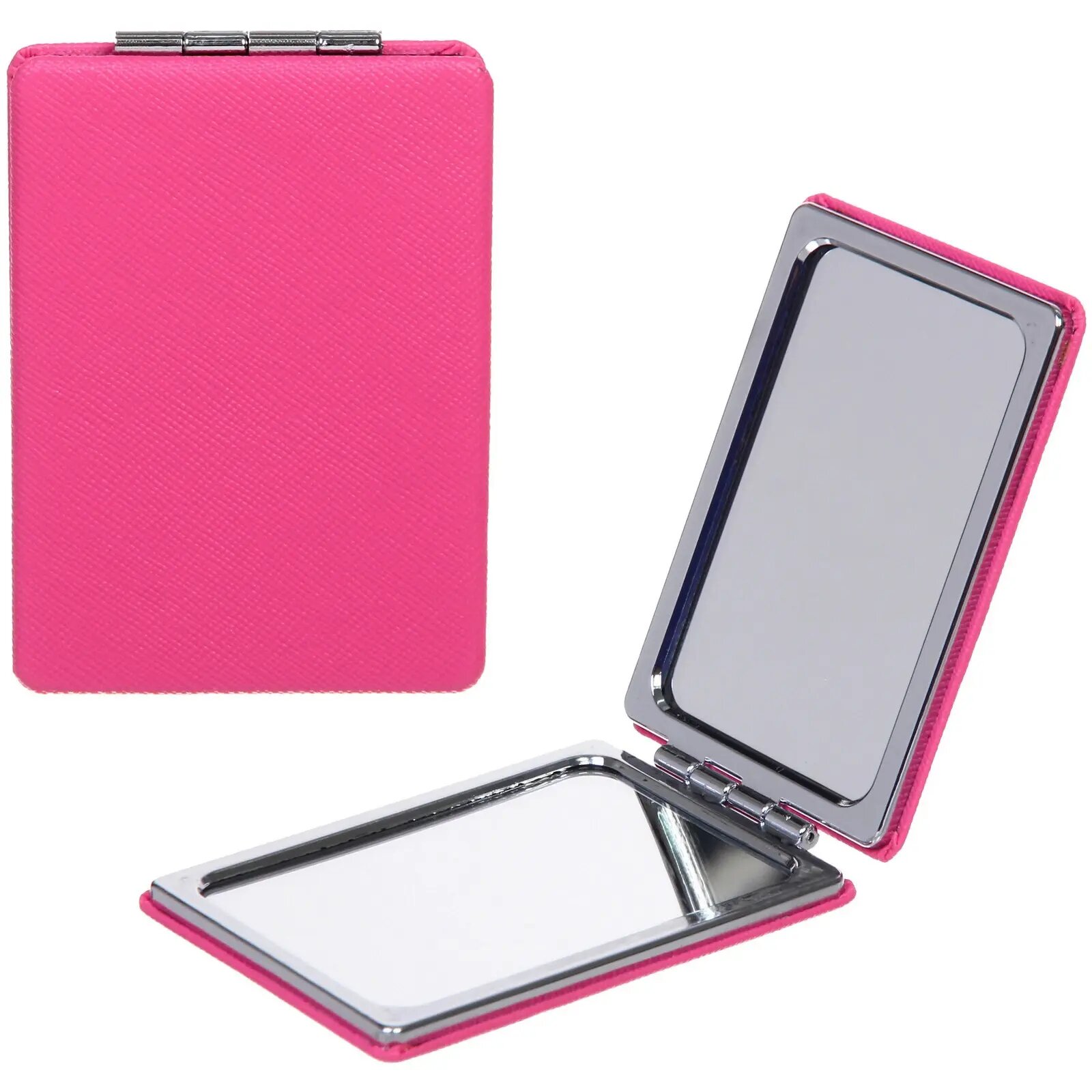 Зеркало косметическое двойное «фрателли», прямоугольное, розовое, 9х6см, с подвесом