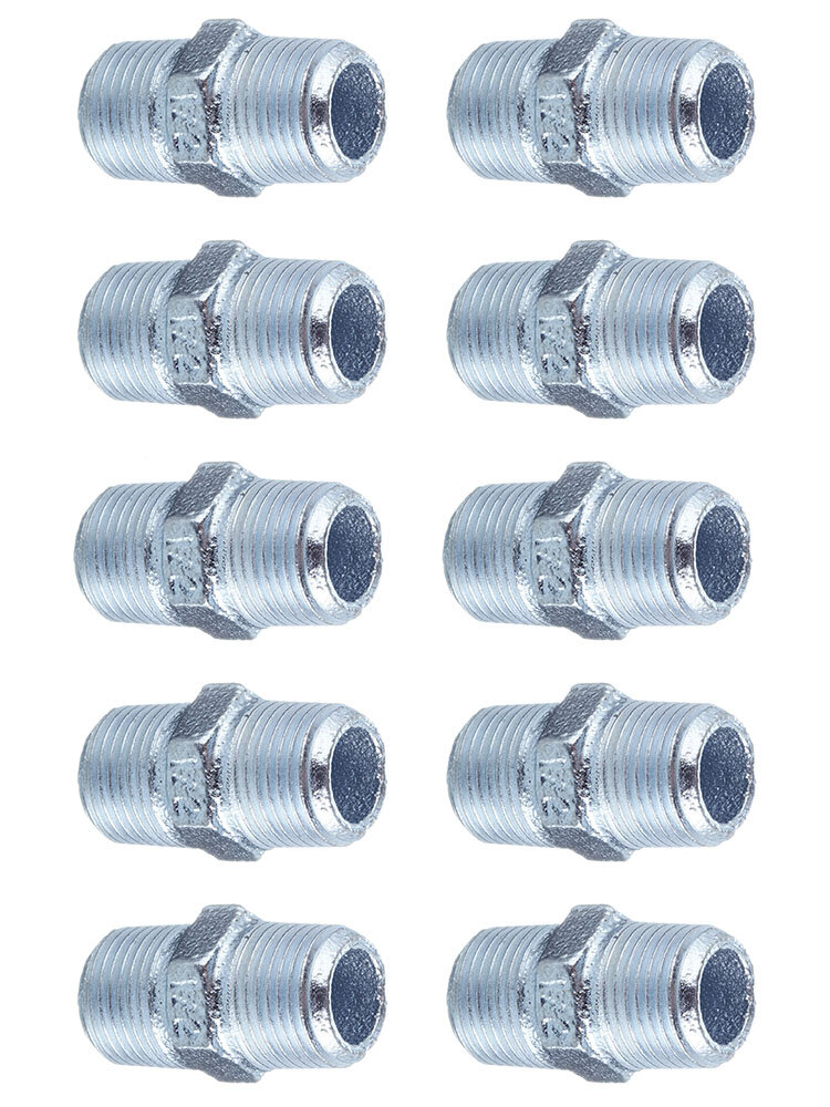 Ниппель 1/2 НР(ш) х 1/2 НР(ш) чугунный оцинкованный (10 шт.)