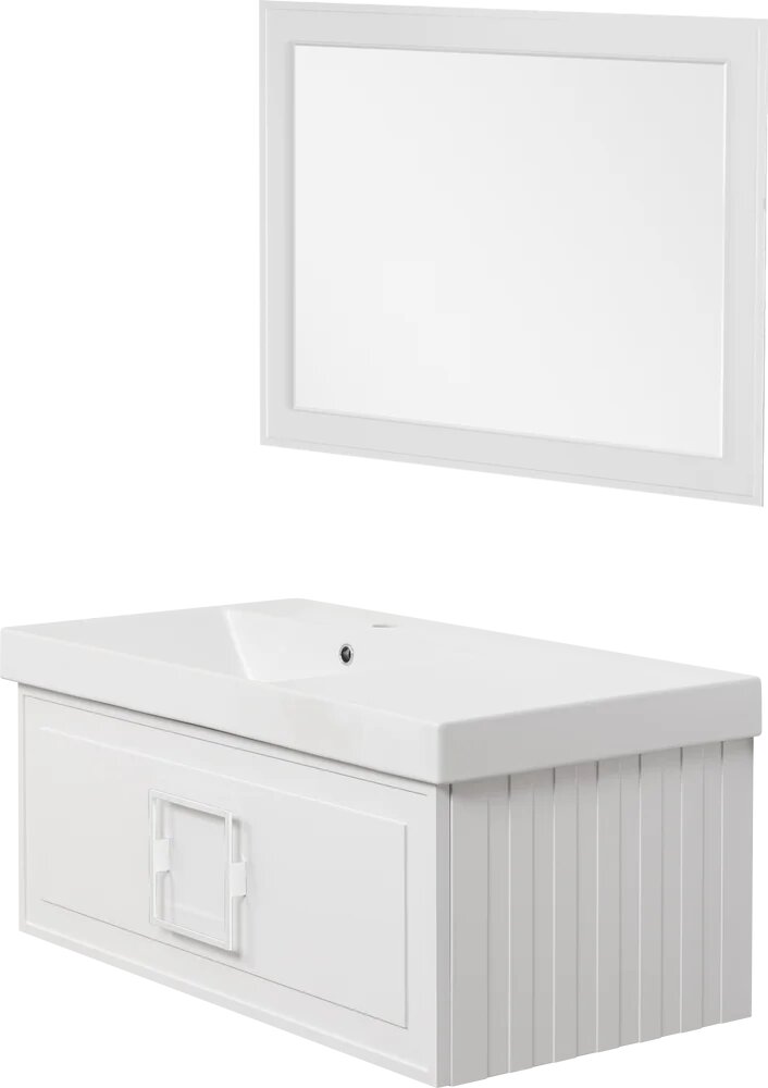 Мебель для ванной комнаты La Fenice Cubo 90 L белая, ручка белая