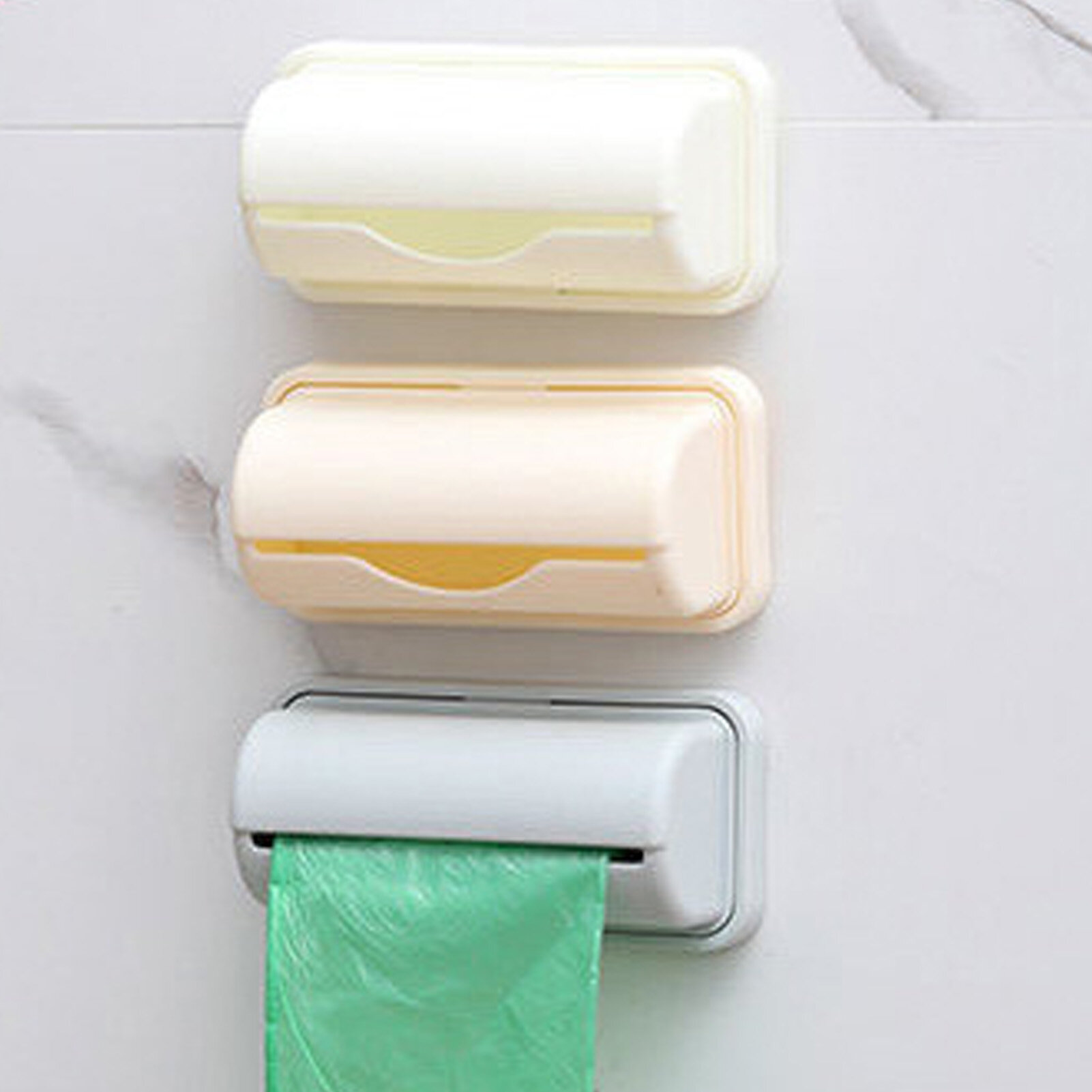 Настенный держатель для мусорных мешков, пластиковый дозатор мусорных мешков без дрели для домашней кухни, абрикос